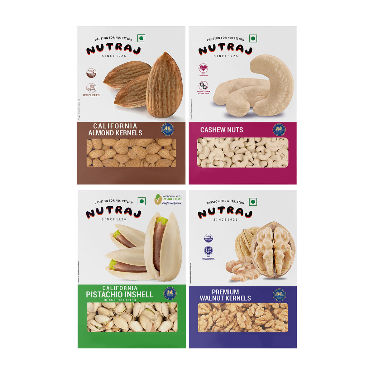Buy Nutraj Dry Fruits Combo 800g – Almonds, Cashews, Roasted Pista ...