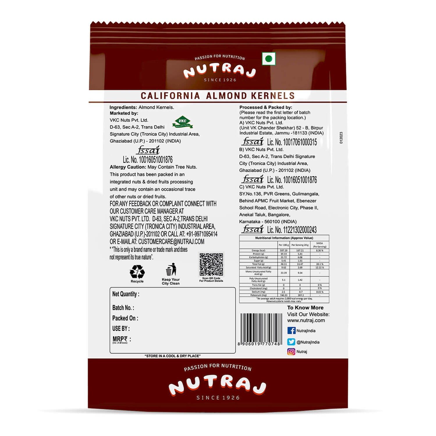 Nutraj California Almond & Cashews Combo 1Kg (Each 500g)