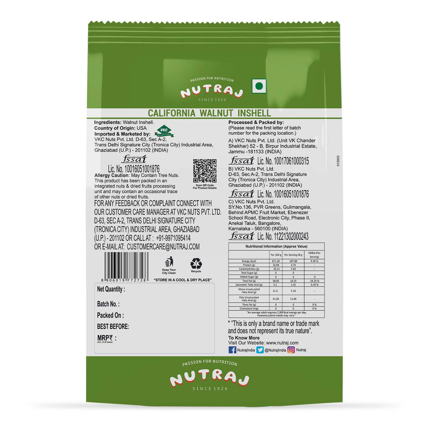 Buy Nutraj California Walnuts Inshell 500gm | Whole Nut
