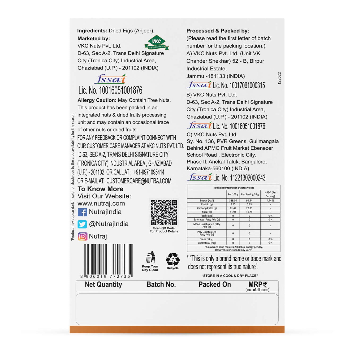 Nutraj Dried Figs 500 GM Price Online