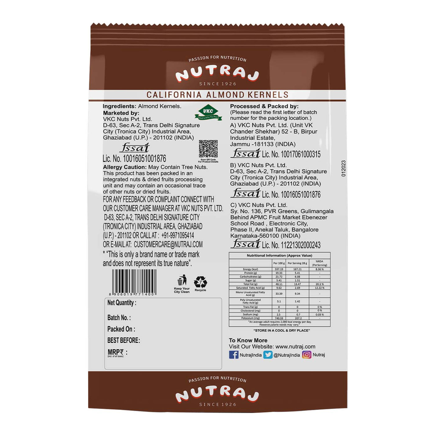 Nutraj California Almond 1kg | Premium Quality Badam