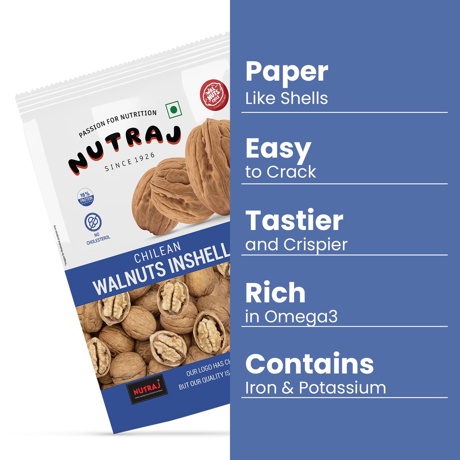 Buy Crispy Nutraj Chilean Walnuts Inshell Online