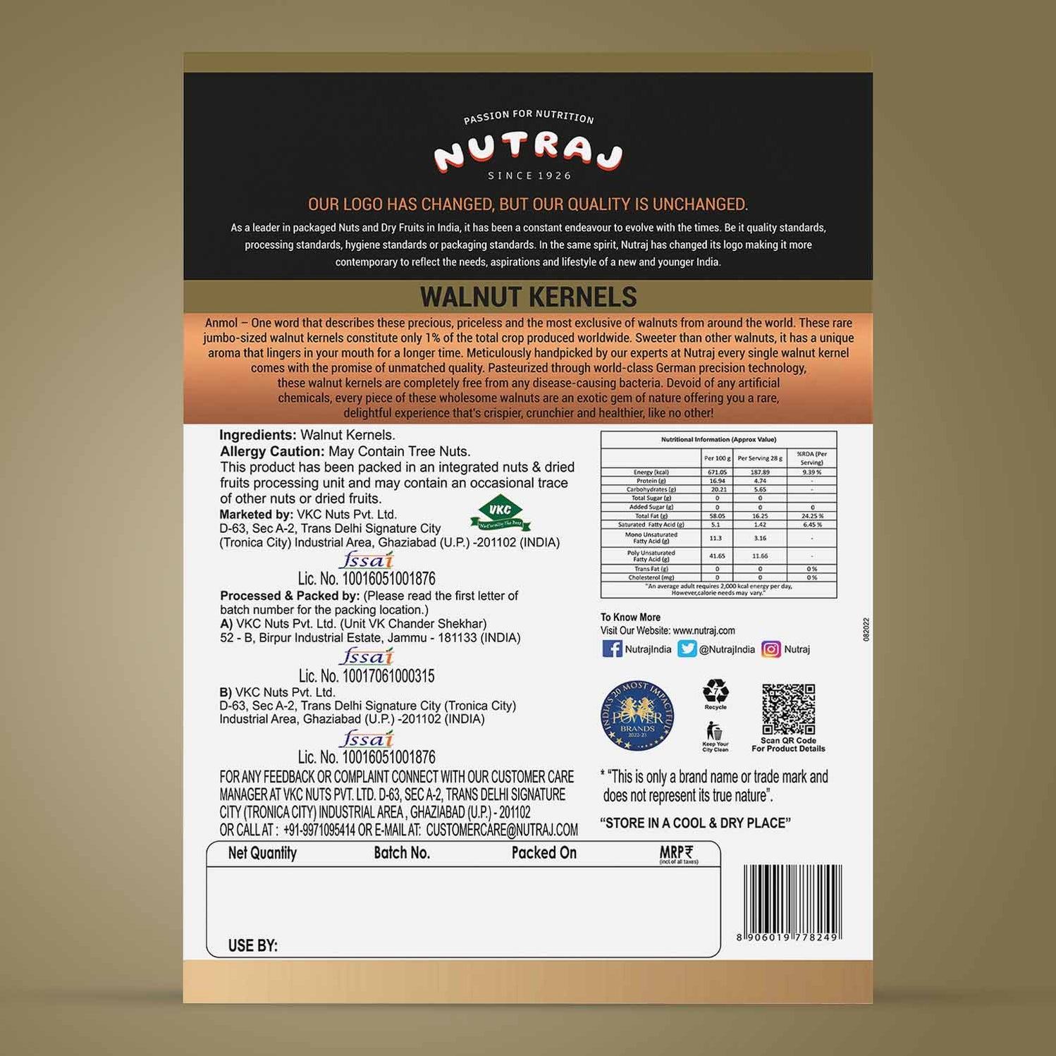 Nutraj Anmol Premium Walnut Kernel (Jumbo Size - Rare Crop - Natural)