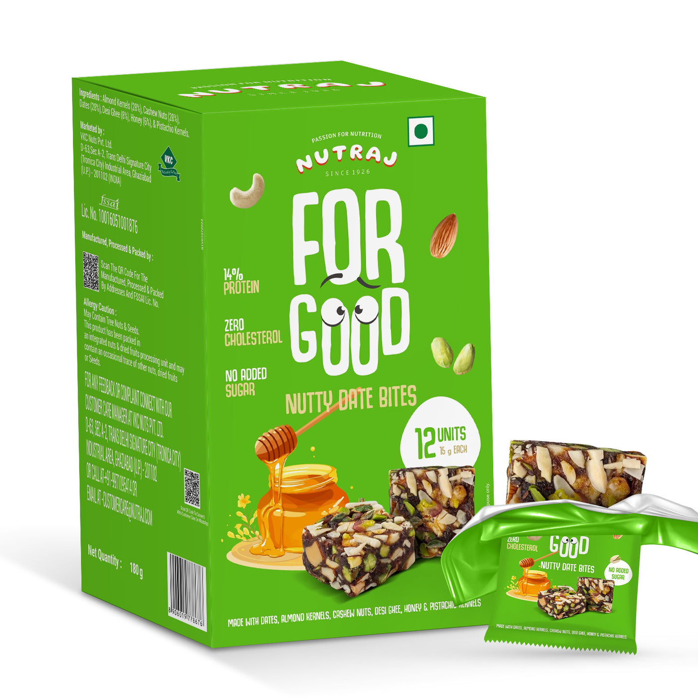 Nutraj For Good Nutty Date Bites 180g (15g x 12 Pieces)