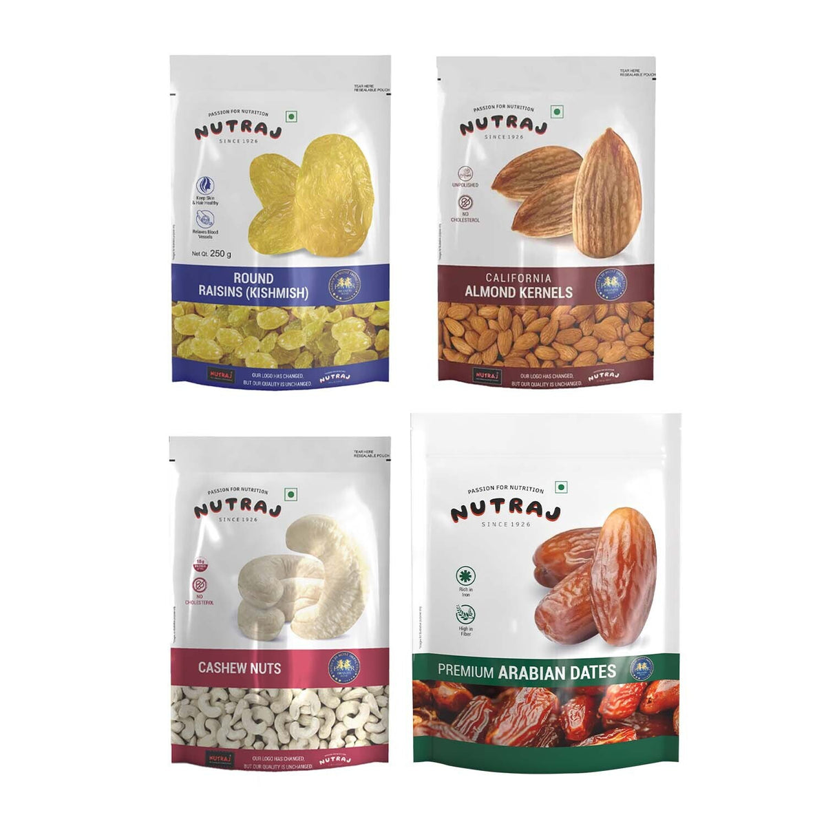 Nutraj Nut & Fruit Mix 1.25kg Combo (250g Almonds, 250g Cashews, 250g