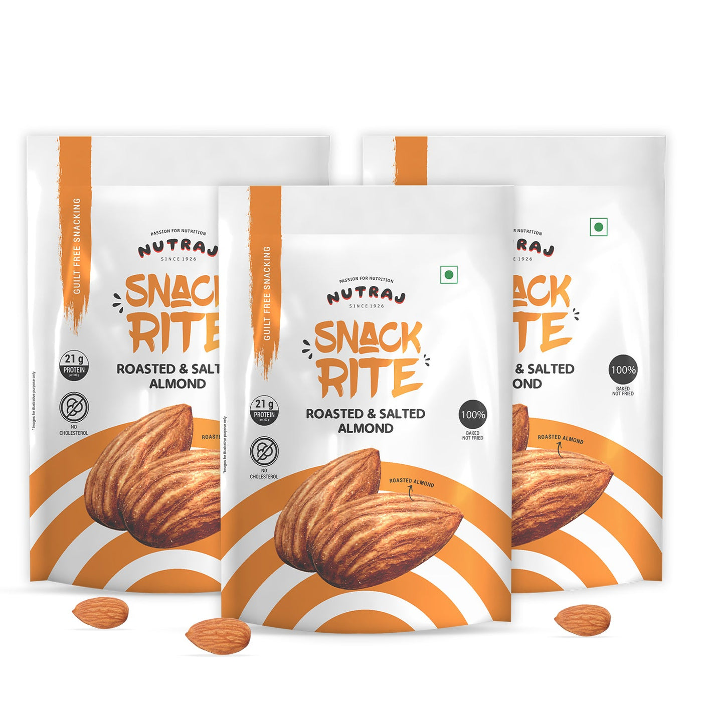 Roasted & Salted Almonds Badam 150gm - Nutraj Snackrite
