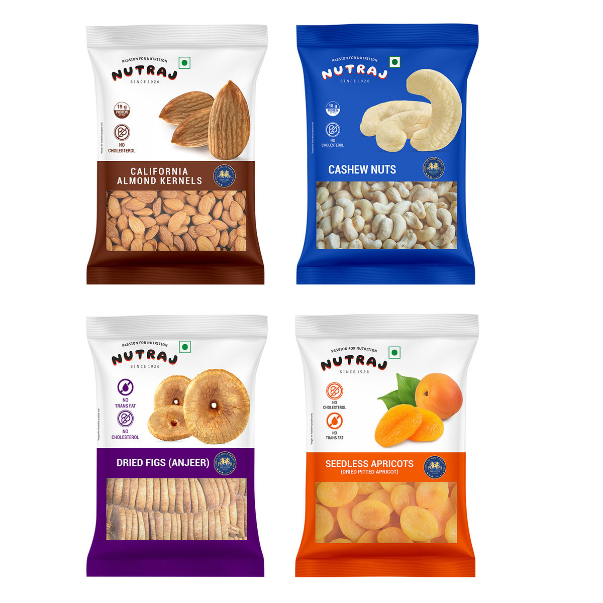 Nutraj Dry Fruit Combo 400gm Almond, Cashews, Figs, Apricot (100gm Eac