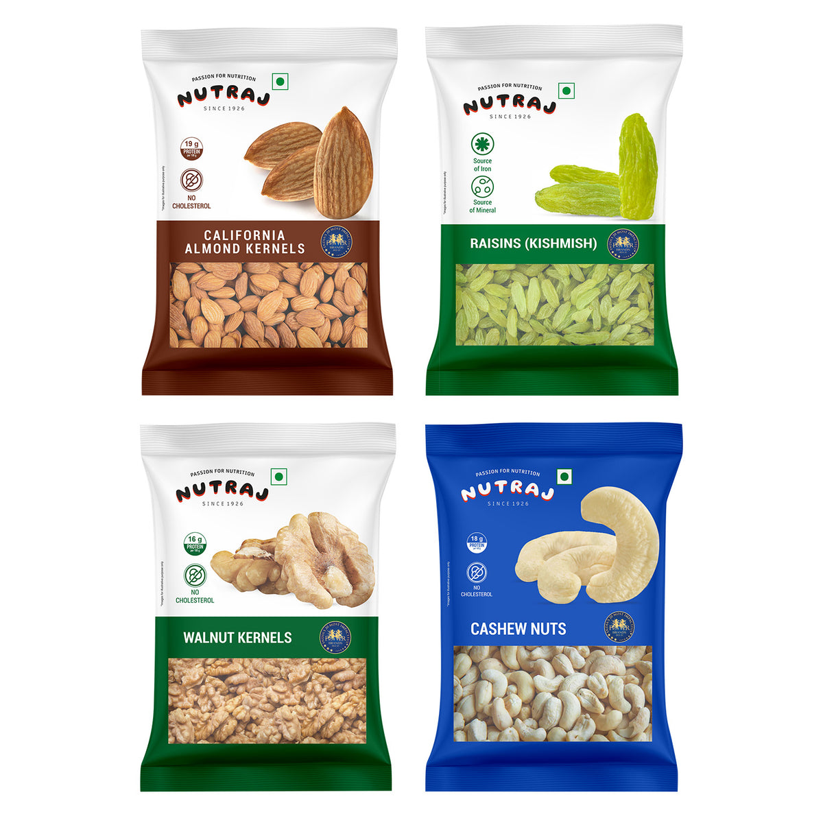 Nutraj Dry Fruit Combo Pack 400gm - Almond, Cashews, Raisin, Walnut Ke