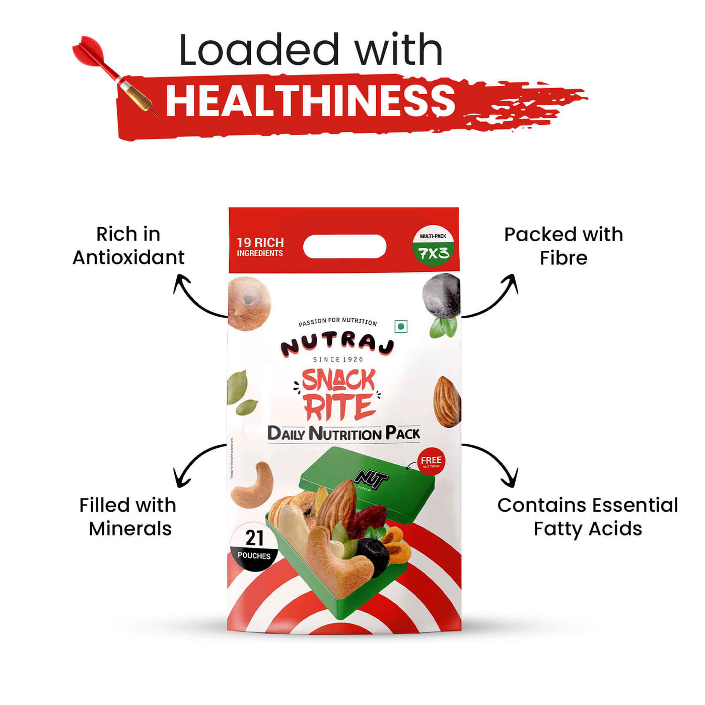 Nutraj Snackrite Daily Nutrition Pack (7x3 = 21 pouches) - 525g