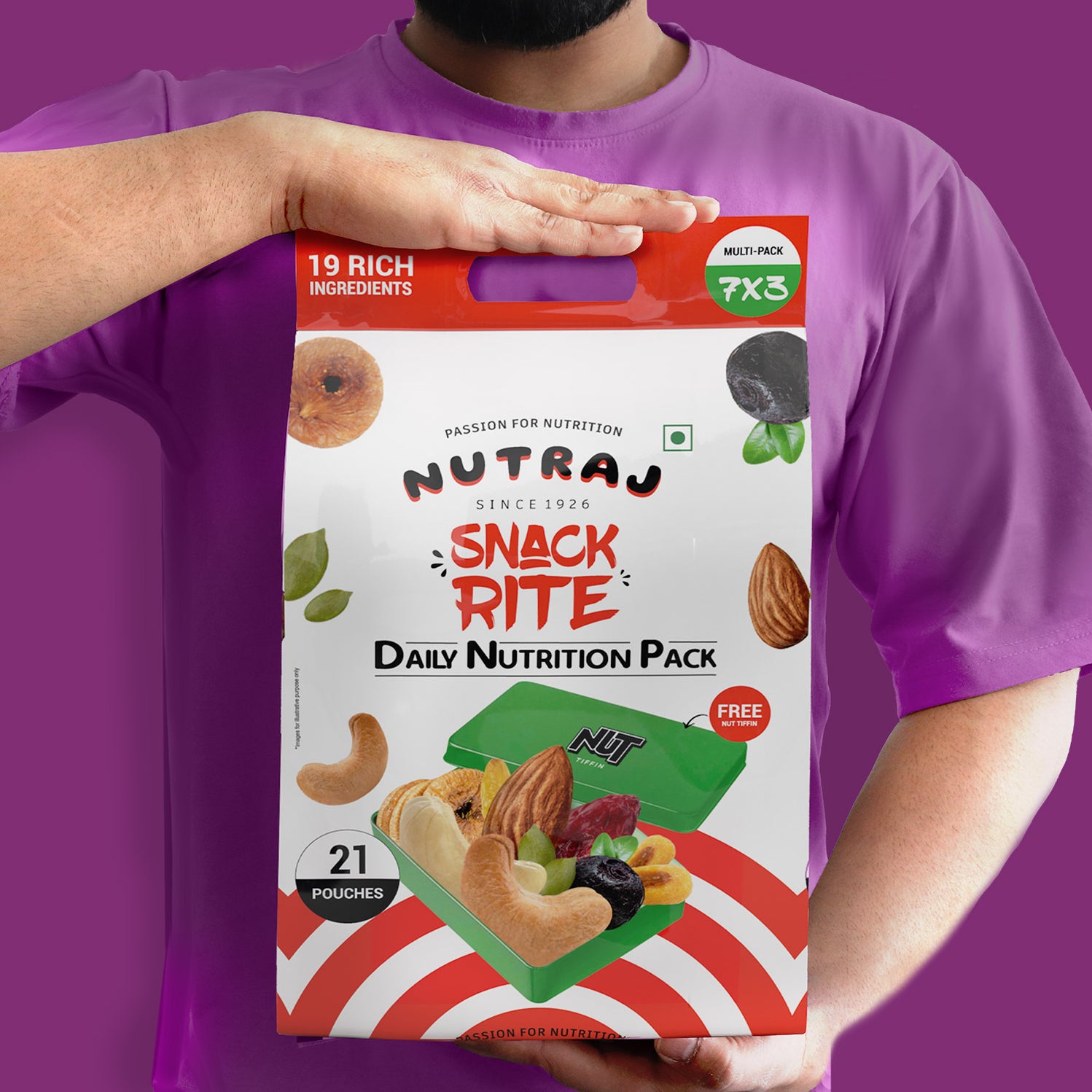 Nutraj Snackrite Trail Mix Combo: 21 Pouches, 7 Varieties + FREE Nut T