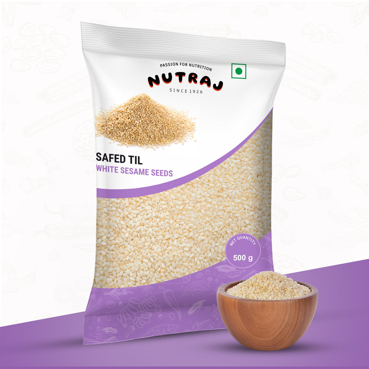 Nutraj Classic White Sesame Seeds (Safed Til) 500g