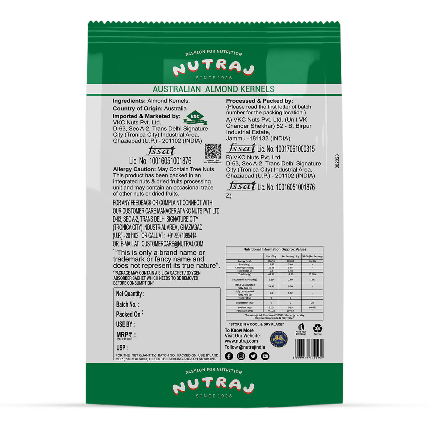Nutraj Australian Almonds Badam 500gm