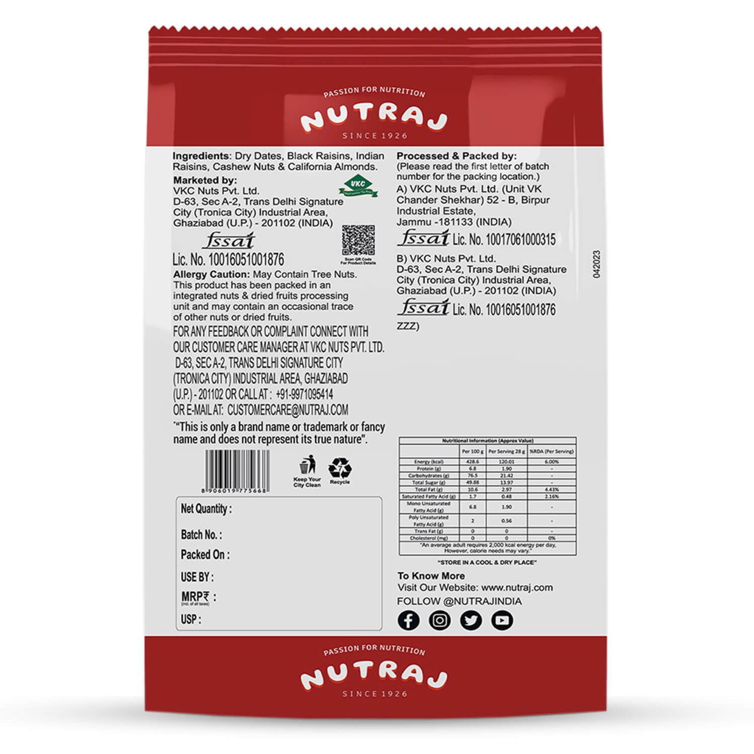 Buy Nutraj Panchmeva (पंचमेवा) 500g for Puja & Daily Nutrition